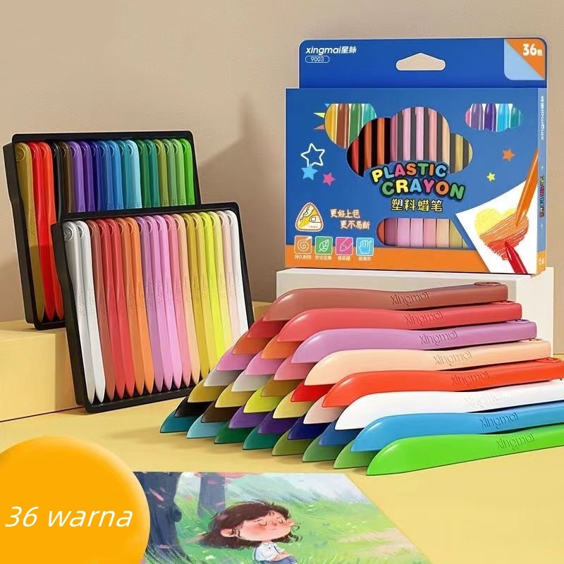 Jual Plastic crayon triangle Crayon mewarnai anti air anti kotor tangan ...