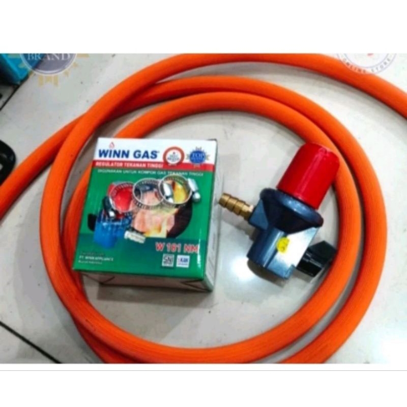Jual selang gas Oren+regulator win gas hp/high pressure | Shopee Indonesia