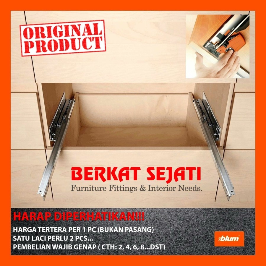 Jual Rel Laci Tandem BLUM 40 cm 40cm Single Ext Slowmotion Slow Soft ...