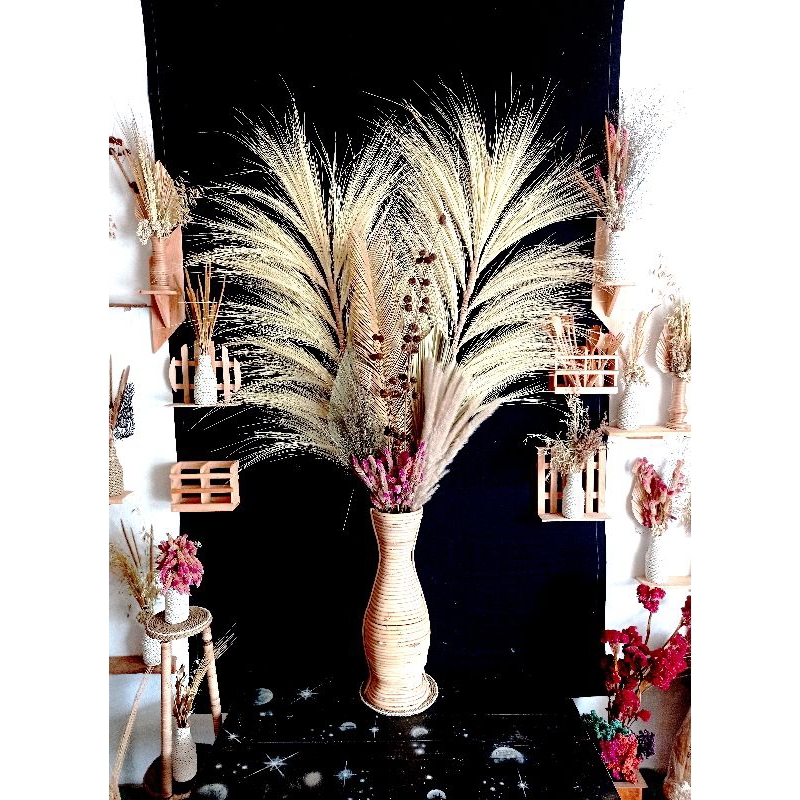 Jual bunga dekorasi sudut super beauty 160cm + vas rotan 50cm | Shopee ...