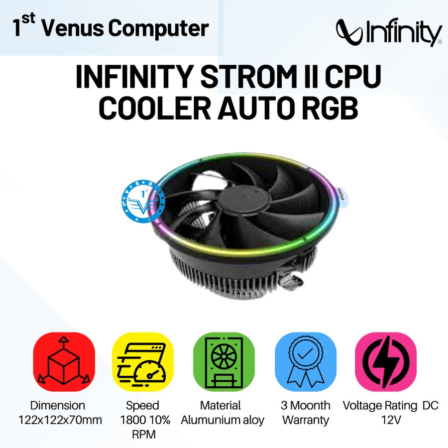 Jual INFINITY STROM II CPU COOLER AUTO RGB / FAN02-INY | Shopee Indonesia
