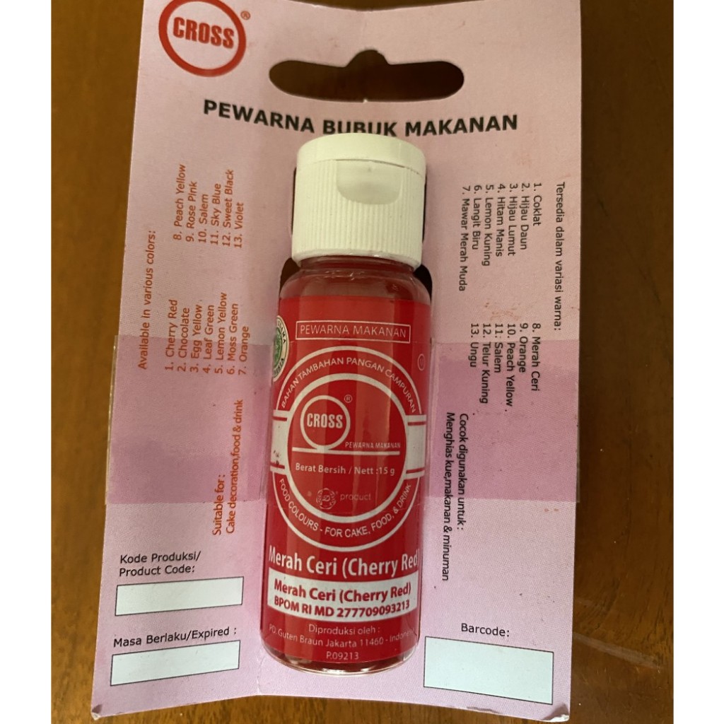 Jual Cross food coloring powder cherry red 15gr pewarna bubuk merah ...