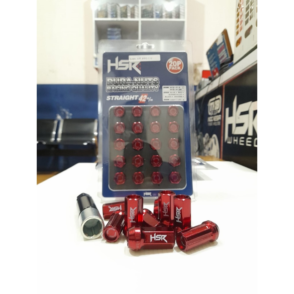 Jual BAUT MUR RODA RACING DURA NUT HSR RED 1,5 | Shopee Indonesia