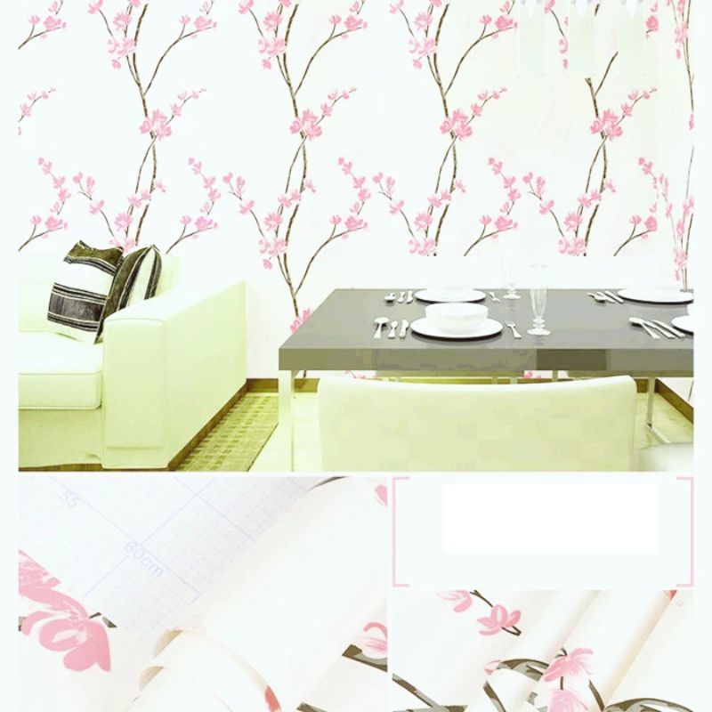 Jual WALLPAPER/STICKER DINDING MOTIF BUNGA SAKURA, uk 45cm x 9m ...