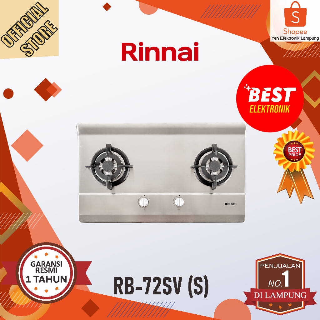 Jual Kompor Tanam RINNAI RB 72 S Stainless Steel Safety Device 2 Tungku ...