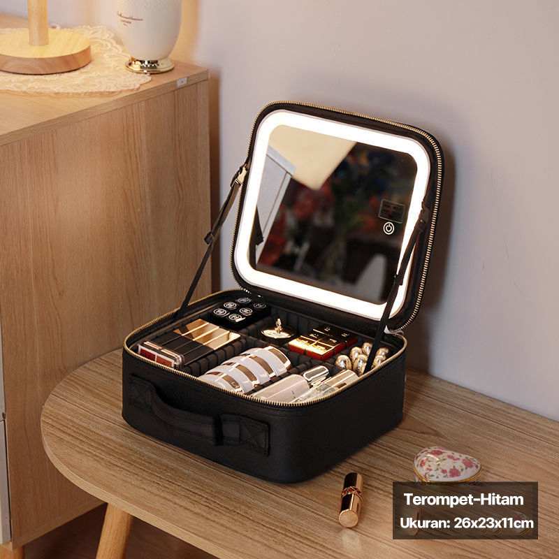 Jual 【COD】Tas Kosmetik dengan Cermin Lampu LED Tas Makeup Beauty Case ...