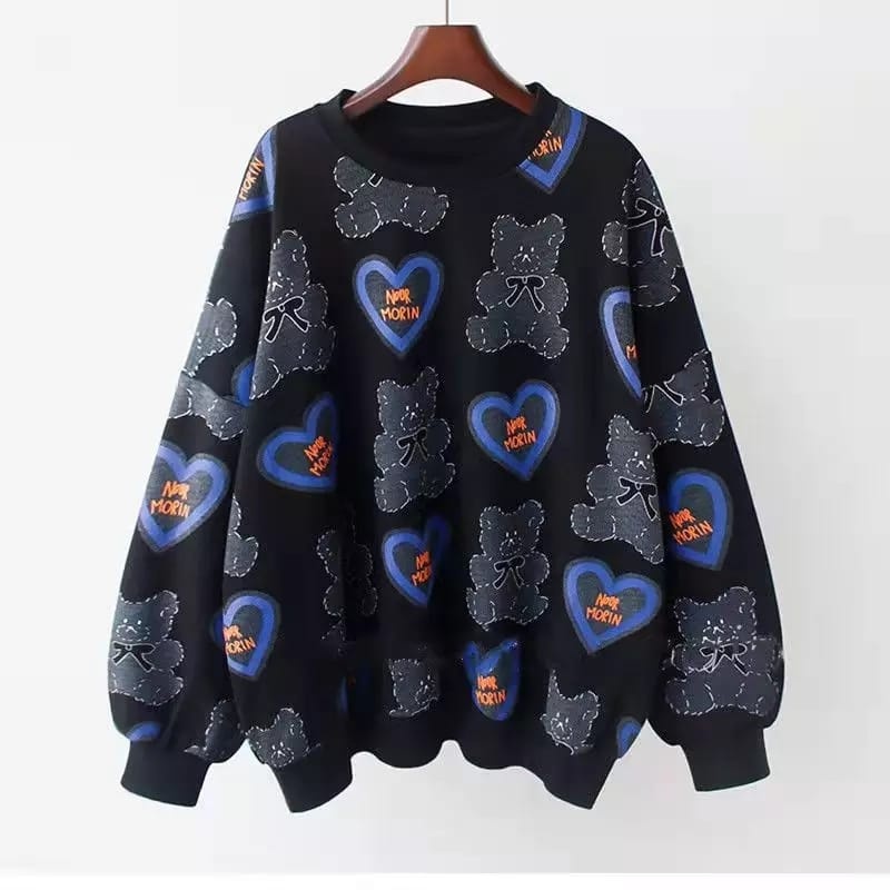 Jual Sweater Lucu Wanita Morin Love Bear - Sweatshirt Oversize Terbaru ...