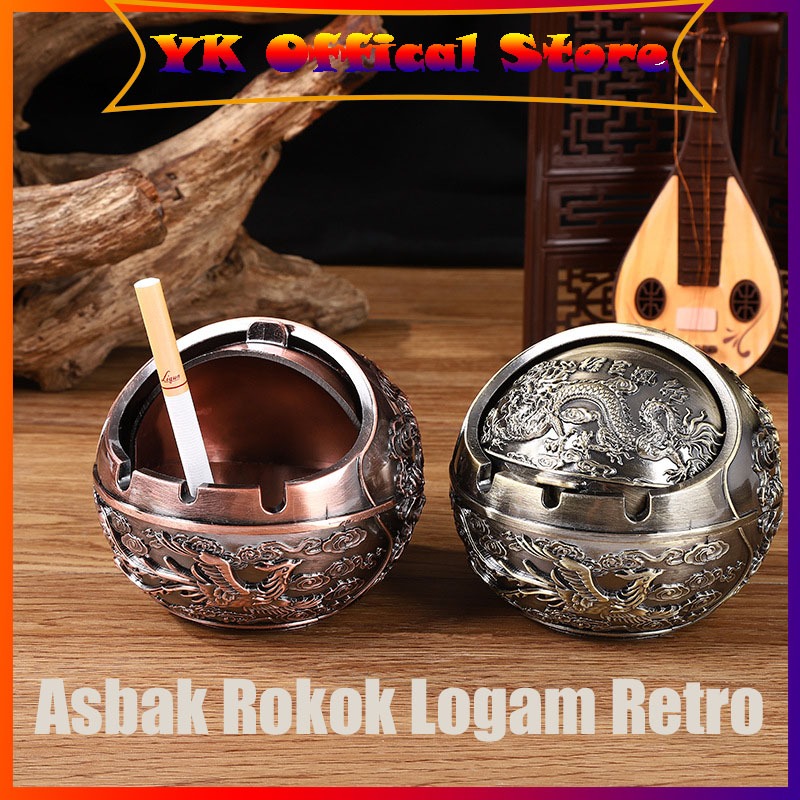 Jual Asbak Rokok Logam Retro Tahan Angin Dengan Tutup Gaya Eropa ...