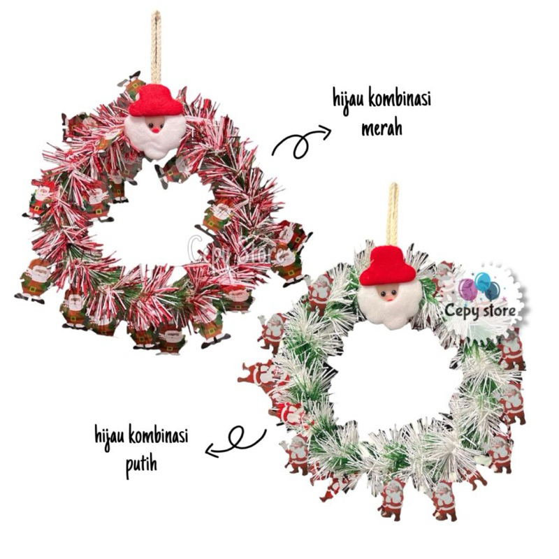 Jual OSAF8074 Dekorasi Hiasan Natal / Ring Natal Motif Santa 20cm ...