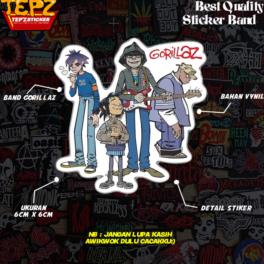 Jual STIKER STICKER (BAND GORILLAZ) STIKER BAND|STIKER METAL|STIKER ...