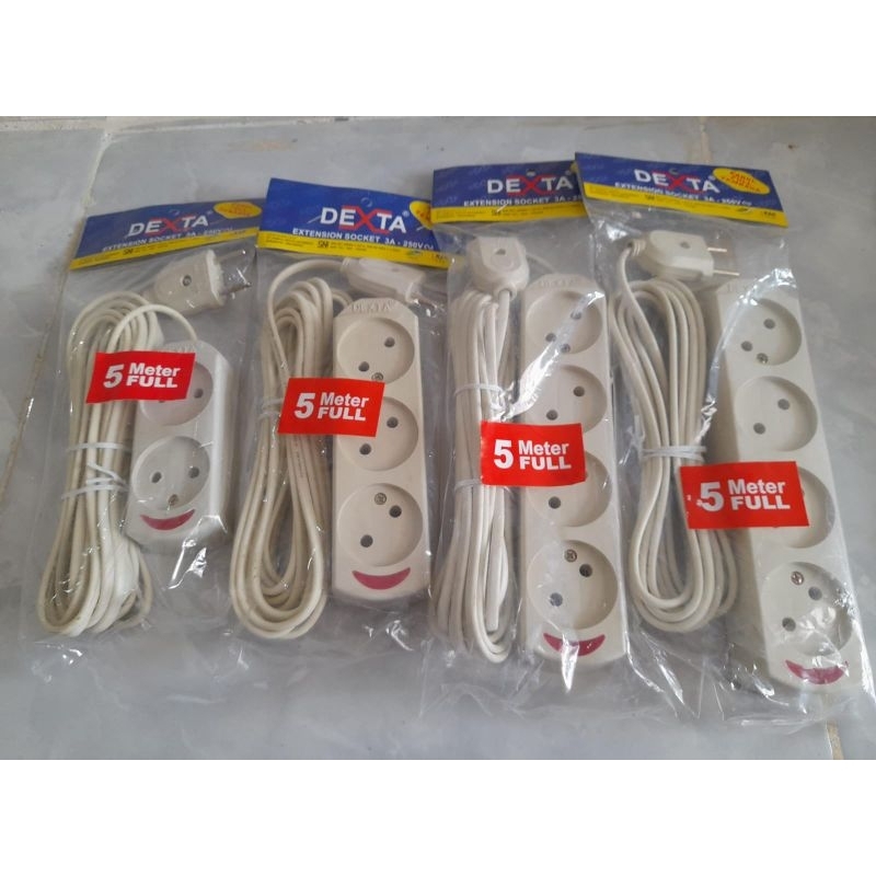 Jual DEXTA STOP KONTAK GEPENG 5 METER LUBANG 2 3 4 5+KABEL SNI | Shopee ...