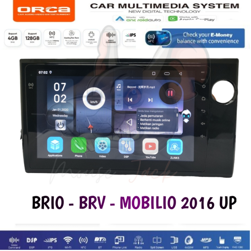 Jual Head Unit Android Orca New Standar Carplay DSP For Honda Brio Brv ...
