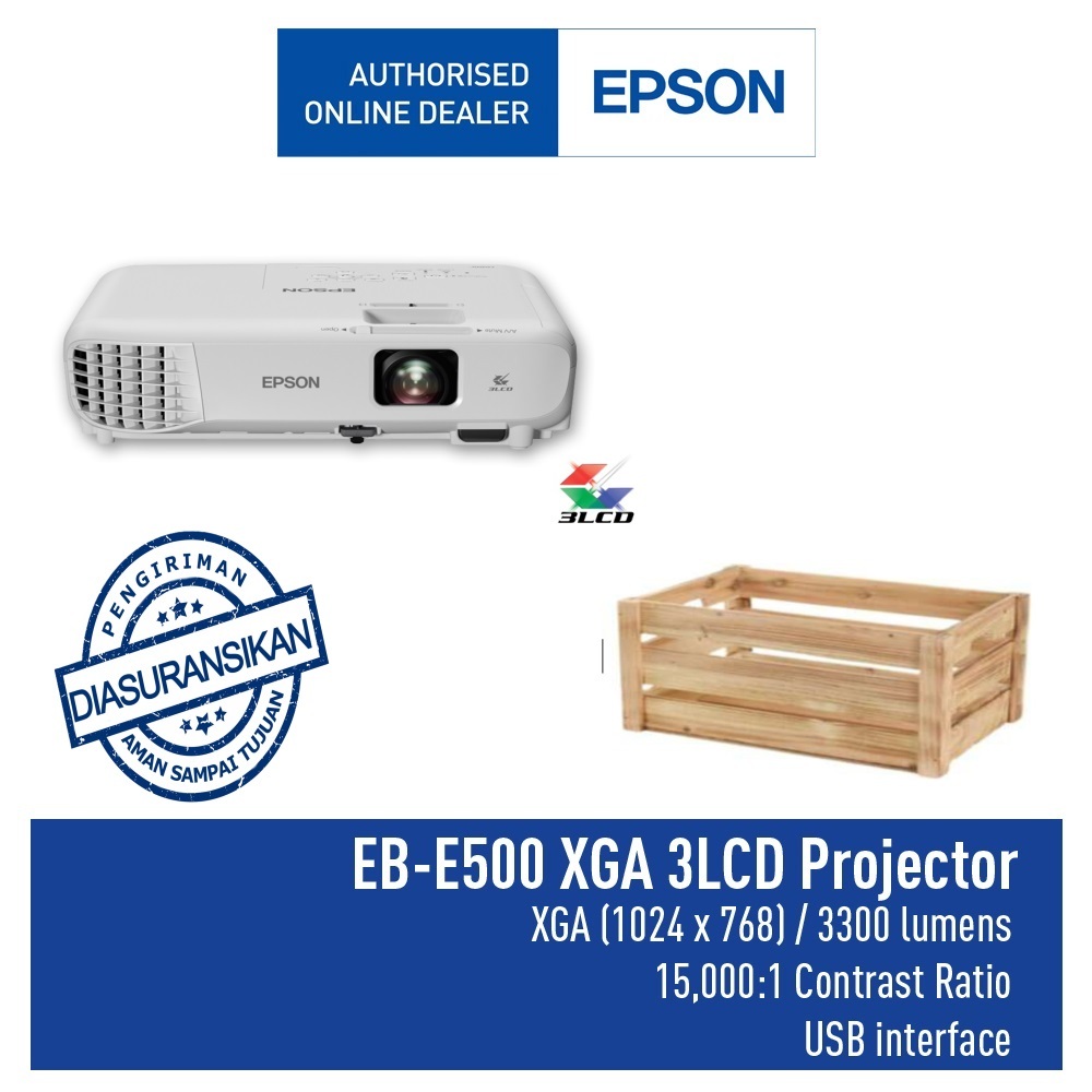 Jual Epson EB-E500 XGA 3LCD Projector + Packing Kayu (Untuk pengiriman ...