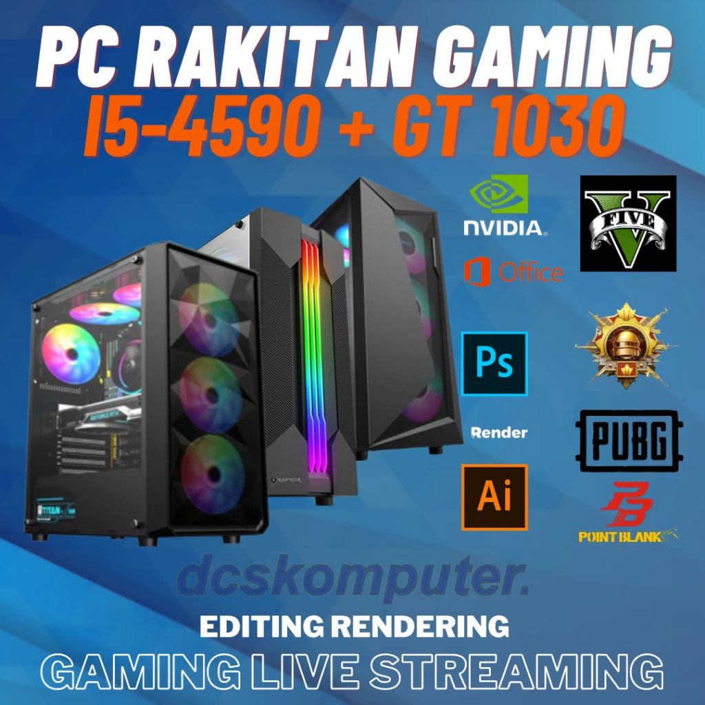 Jual RAKITAN PC GAMING RENDERING CORE i5 GEN 4 RAM 16GB SSD HDD GT1030 2GB | Shopee Indonesia