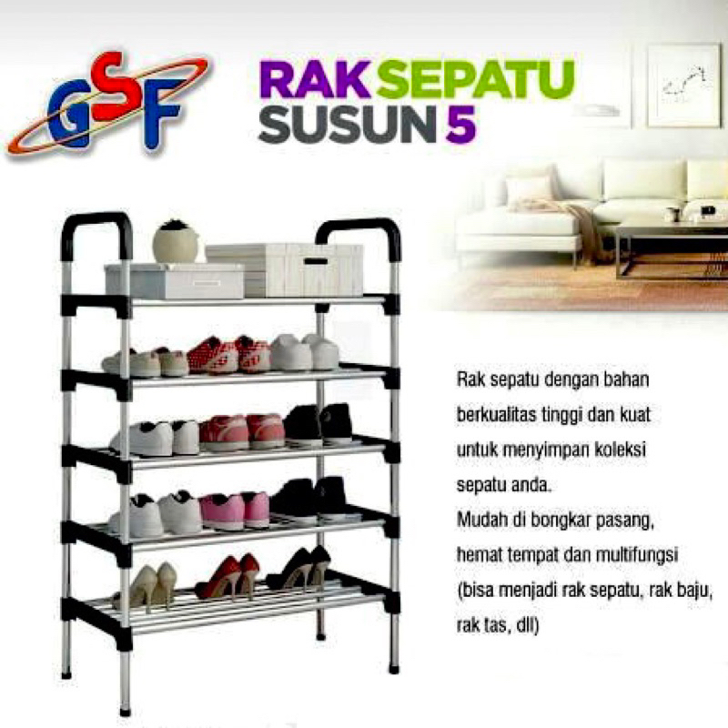 Jual RAK SEPATU Susun 5 Tingkat Rak Sepatu Portable GSF 4105 3105 Rak ...