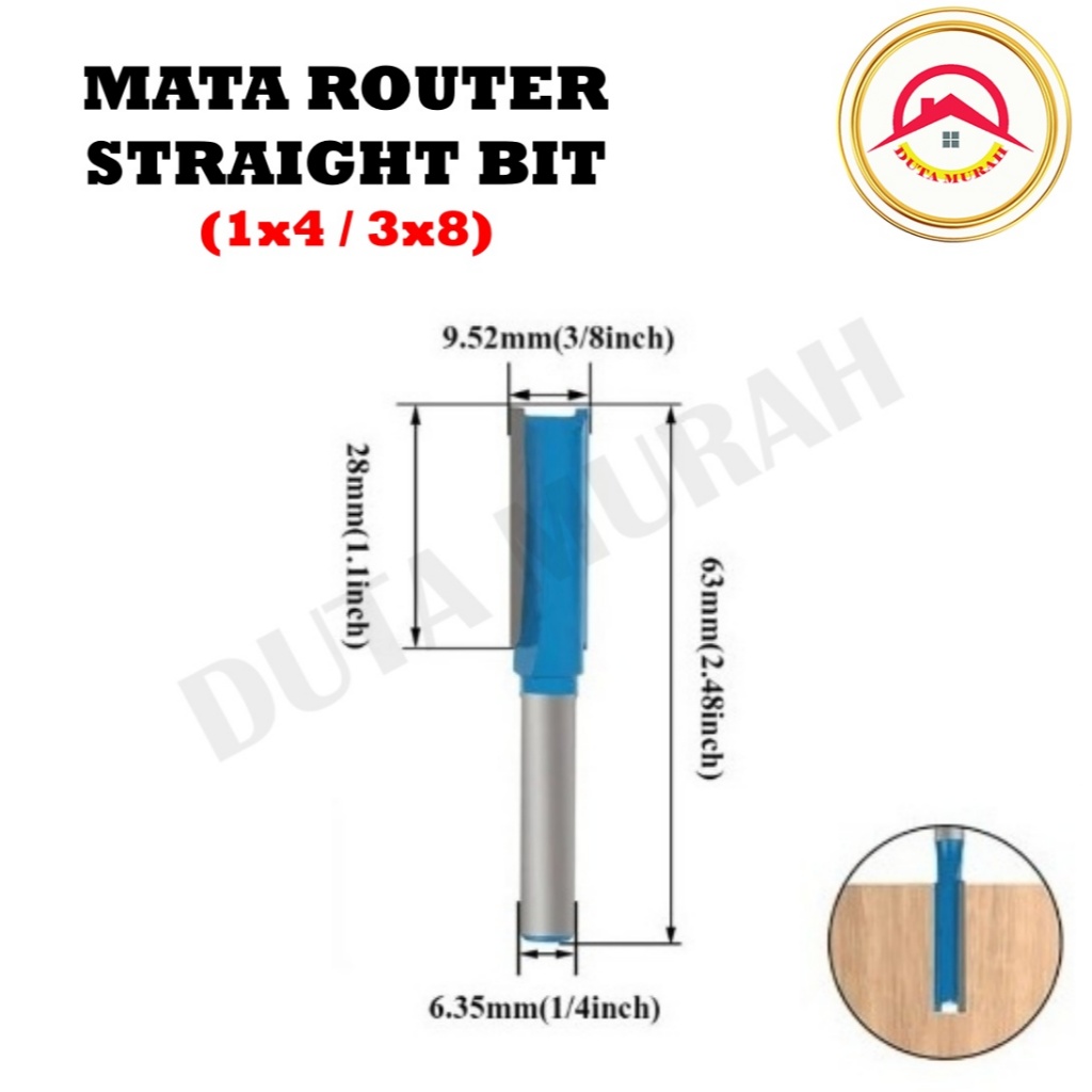 Jual Mata Router Lurus Straight Bit 3mm 4mm 5mm 6mm 8mm 10mm 12mm x 1/4 ...