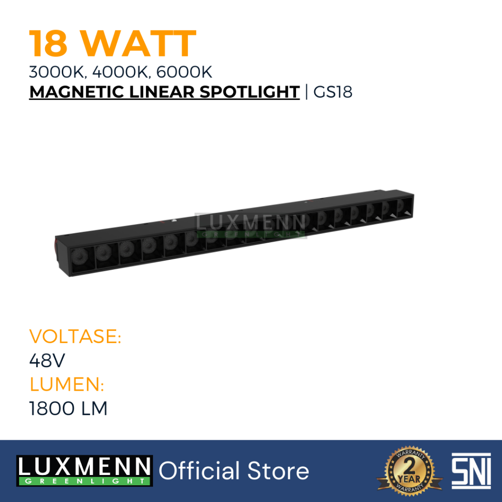 Jual LUXMENN LED Lampu Magnetic Linear Spotlight GS18 18W 3000K,4000K ...