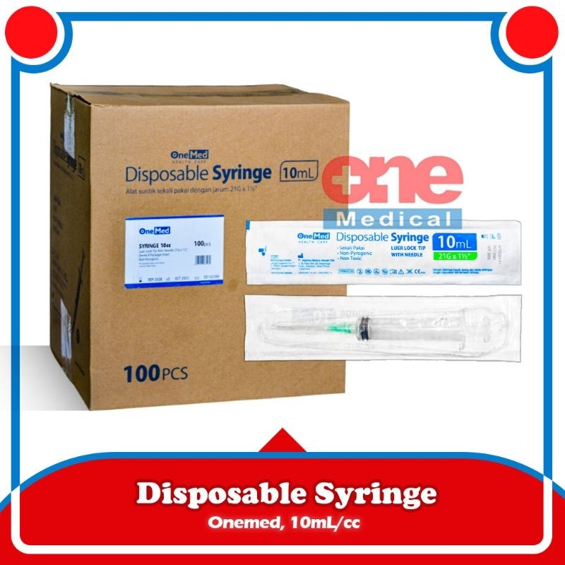 Jual Syringe Disposable Spuit With Needle OneMed 1cc, 3cc, 5cc, 10cc Syringe Jarum Suntik ...