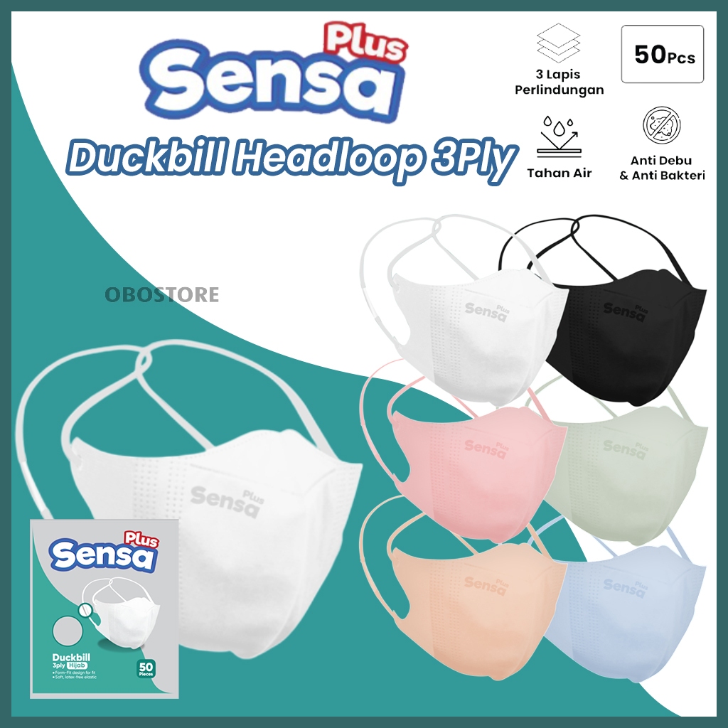 Jual Masker Duckbill Sensa Plus Hijab Headloop 3ply Sensa Plus 50 pcs ...