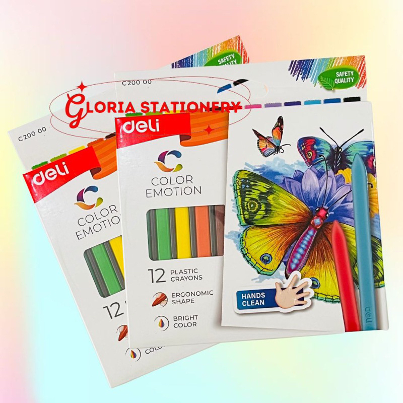 Jual DELI plastic crayon 12 color/ Crayon plastik 12 warna DELI ...