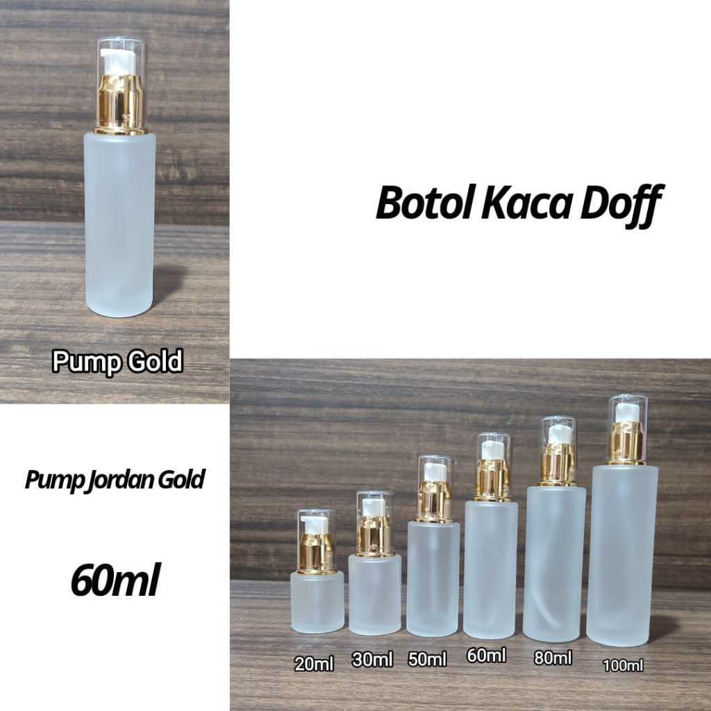 Jual Botol Kaca Doff 60ml Botol Pump Gold Botol Skincare Botol Kosmetik ...