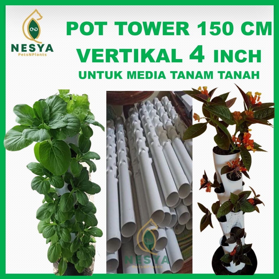 Jual Growing Tower Vertikal Garden 1,5 meter Pot Paralon - Pot Tanaman ...