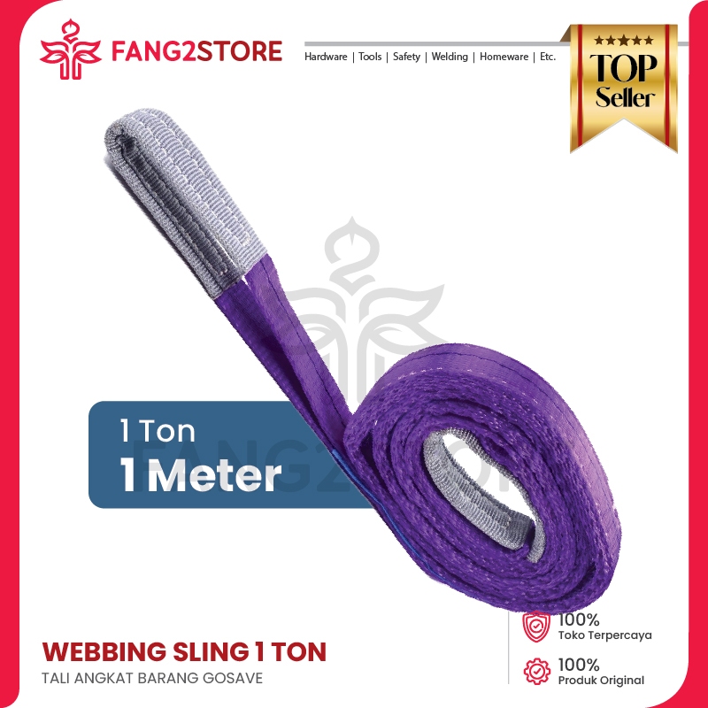 Jual Webbing Sling Belt / Tali Angkat 1 Ton x 1 Meter Double Ply Sf 6:1 ...