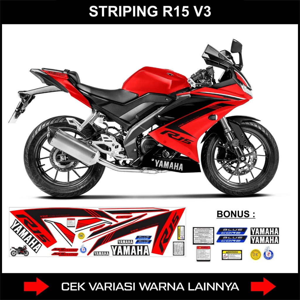 Jual Striping R15 V3 Lis Grafis Simpel / Stiker Motor Yamaha R15 V3 YZF ...