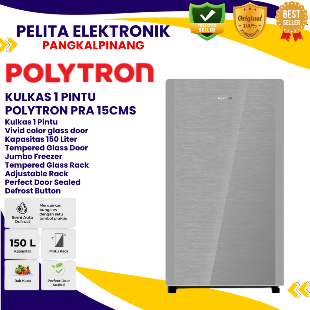 Jual KULKAS POLYTRON PRA 15CMS [1PINTU] / KULKAS POLYTRON 1 PINTU PRA ...