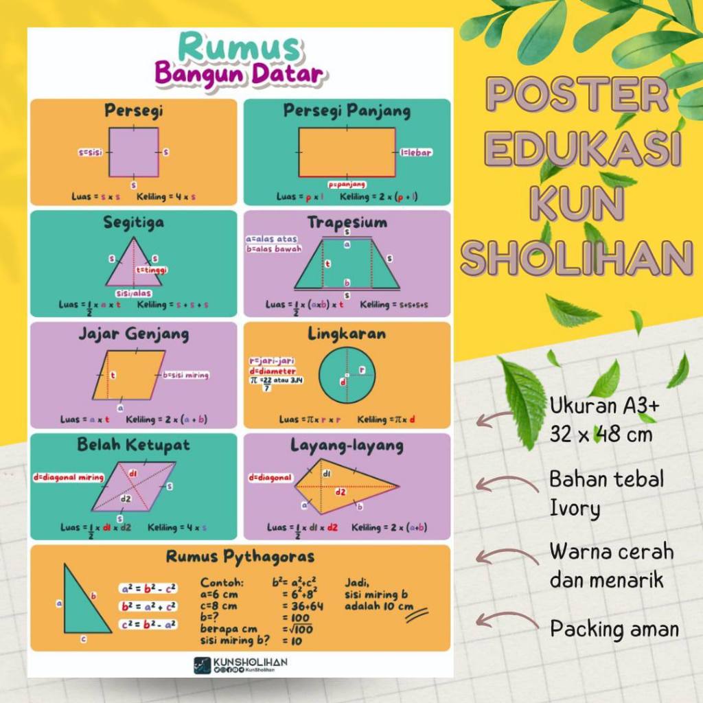 Jual Poster Rumus Bangun Datar | Shopee Indonesia