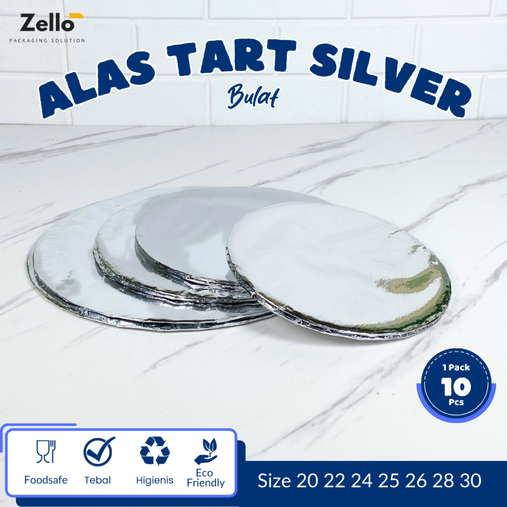 Jual Alas Tart Cake Kue Kotak Persegi Bulat Silver Laminated Foil 20 22 ...