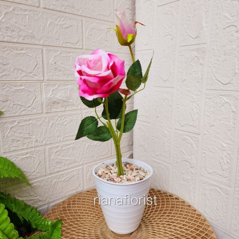Jual Mawar bludru aetificial pot tawon pirus | Shopee Indonesia