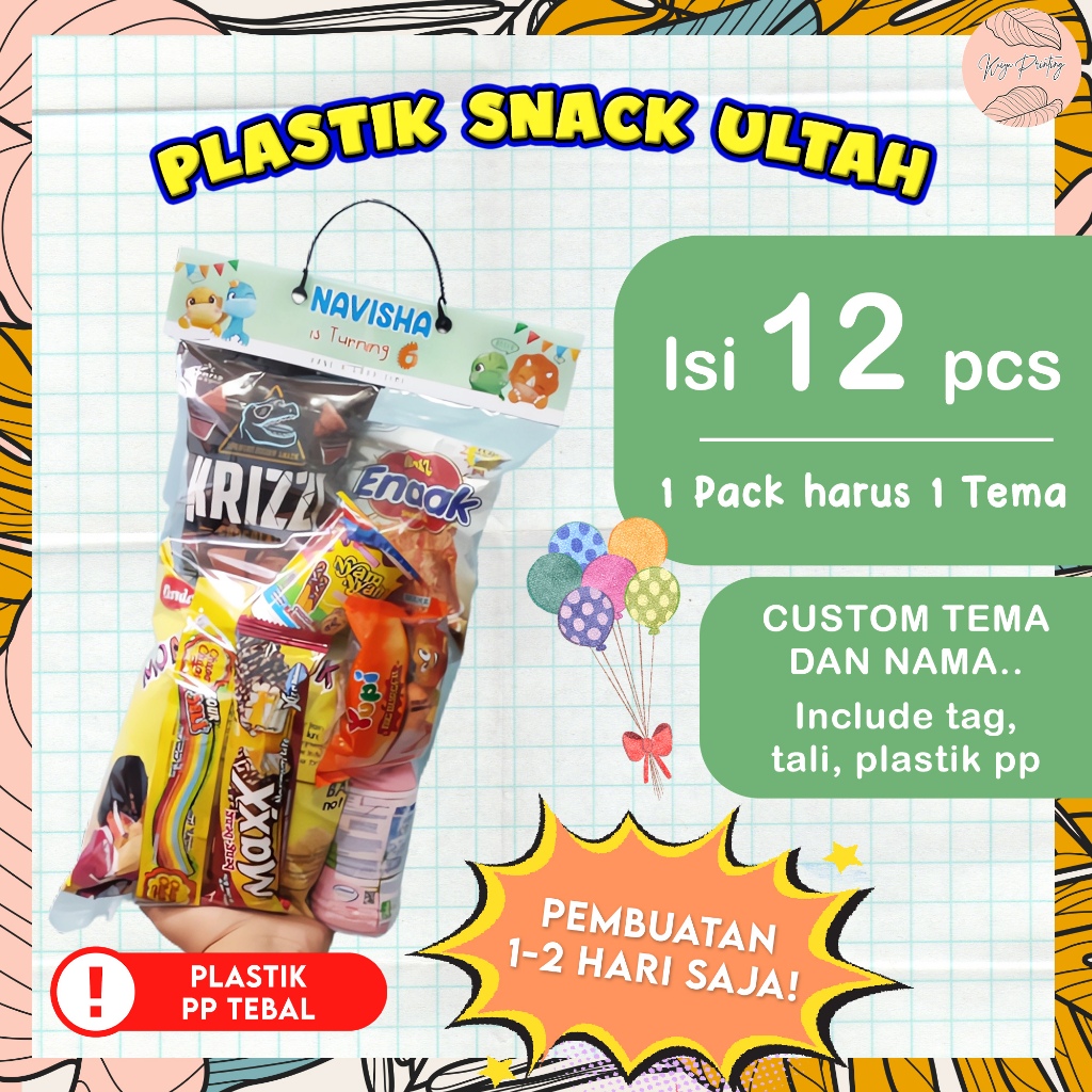 Jual (Isi 30 pcs) Plastik Snack Ultah Anak Custom / Label Snack Ulang ...