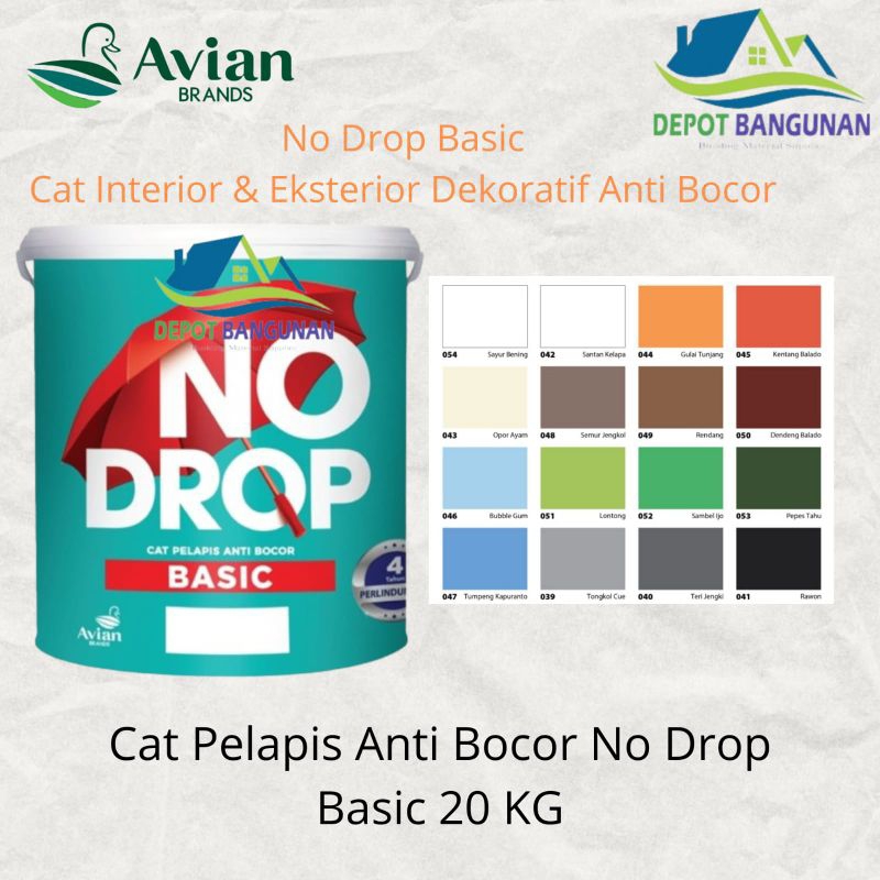 Jual Cat Tembok No Drop Basic Cat Pelapis Anti Bocor Waterproofing 20 KG | Shopee Indonesia