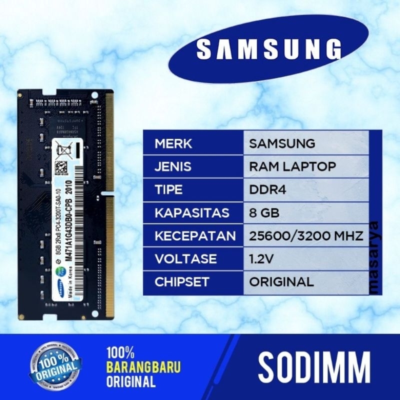 Jual RAM LAPTOP SAMSUNG SODIMM DDR4 8GB PC25600 / 3200 | Shopee Indonesia