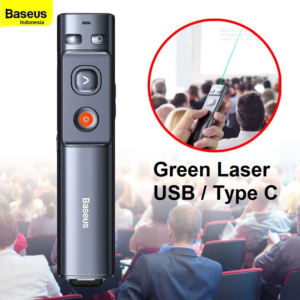 Jual BASEUS Orange Dot Wireless Green Laser Pointer Presenter Type C ...