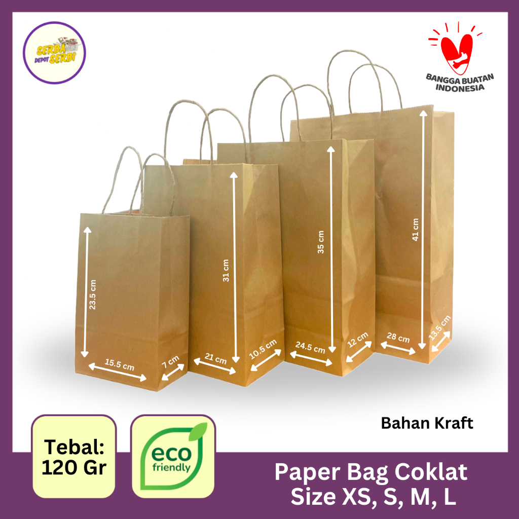 Jual Paper Bag Kraft 125gr – Tas Kertas Coklat Putih Souvenir Toko ...
