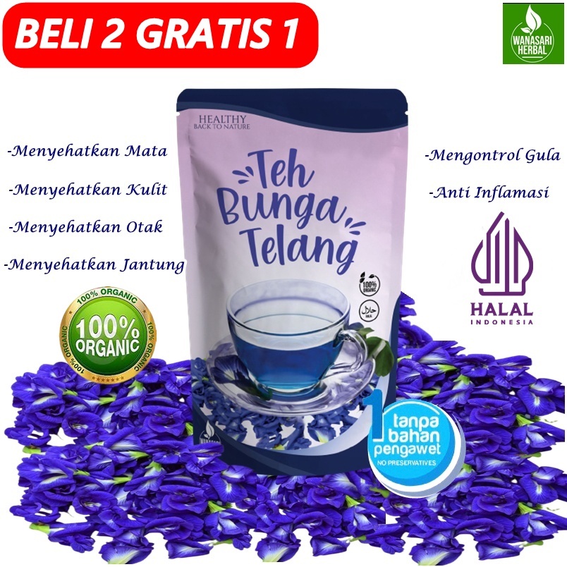 Jual TEH HERBAL BUNGA TELANG ALAMI 100% MURNI DAUN TELANG KERING DAUN ...