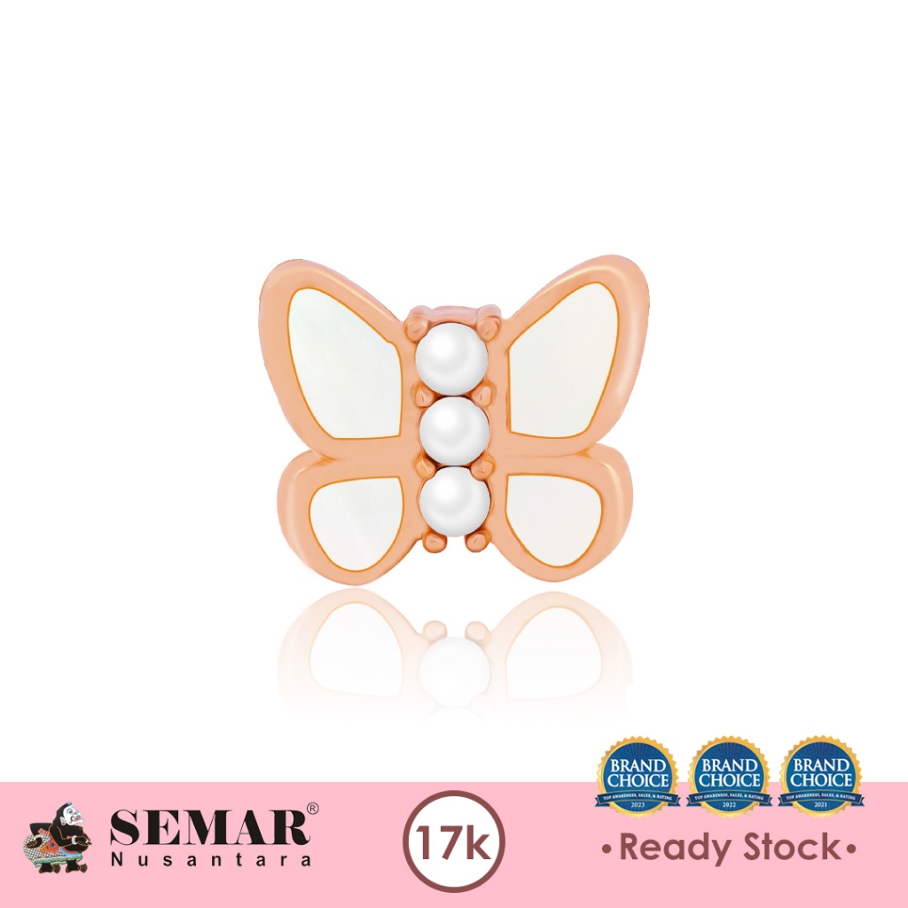 Jual Liontin Emas Tiara Pearl Butterfly Rose Gold 17K Semar Nusantara ...