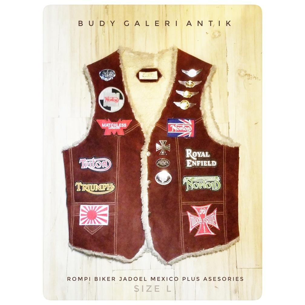 Jual Vintage Rompi Kulit Bikers Hecho En Mexico Plus Pin Dan Embleem ...