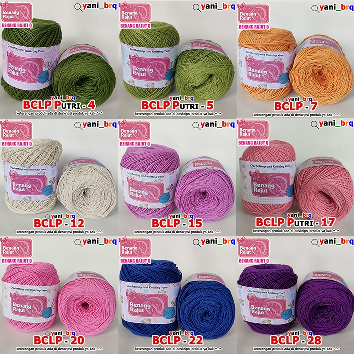 Jual BENANG RAJUT KATUN BALI - PUTRI WARNA POLOS / BCLP PUTRI KATUN ...