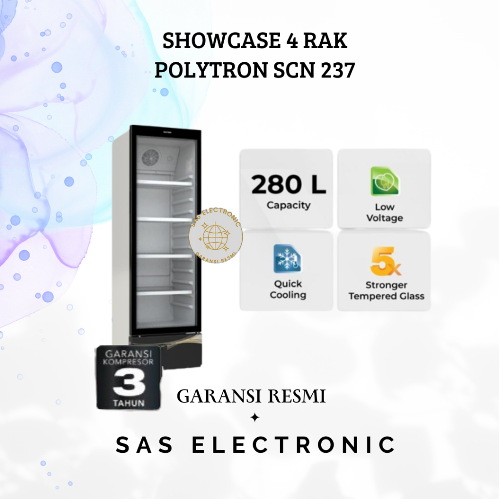 Jual SHOWCASE 4 RAK POLYTRON SCN 237 LEMARI PENDINGIN 280 LITER LOW ...
