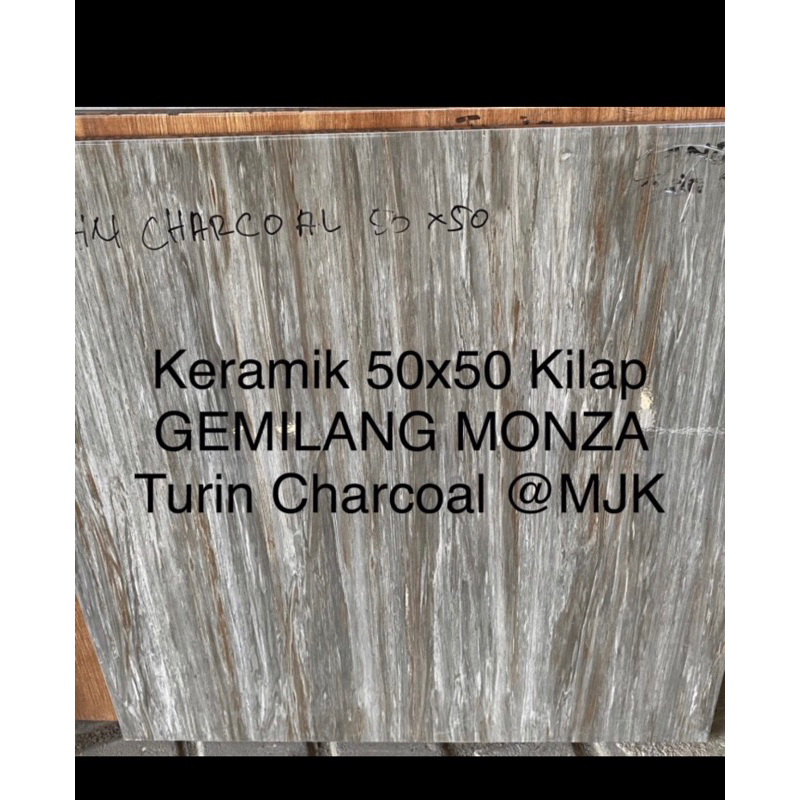 Jual Keramik 50x50 kilap serat kayu Turin Charcoal kw3 promo by Monza ...
