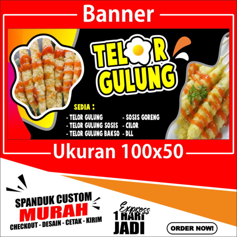 Jual Banner Telor Gulung, Spanduk Telur Gulung, 100x50cm, COD | Shopee ...
