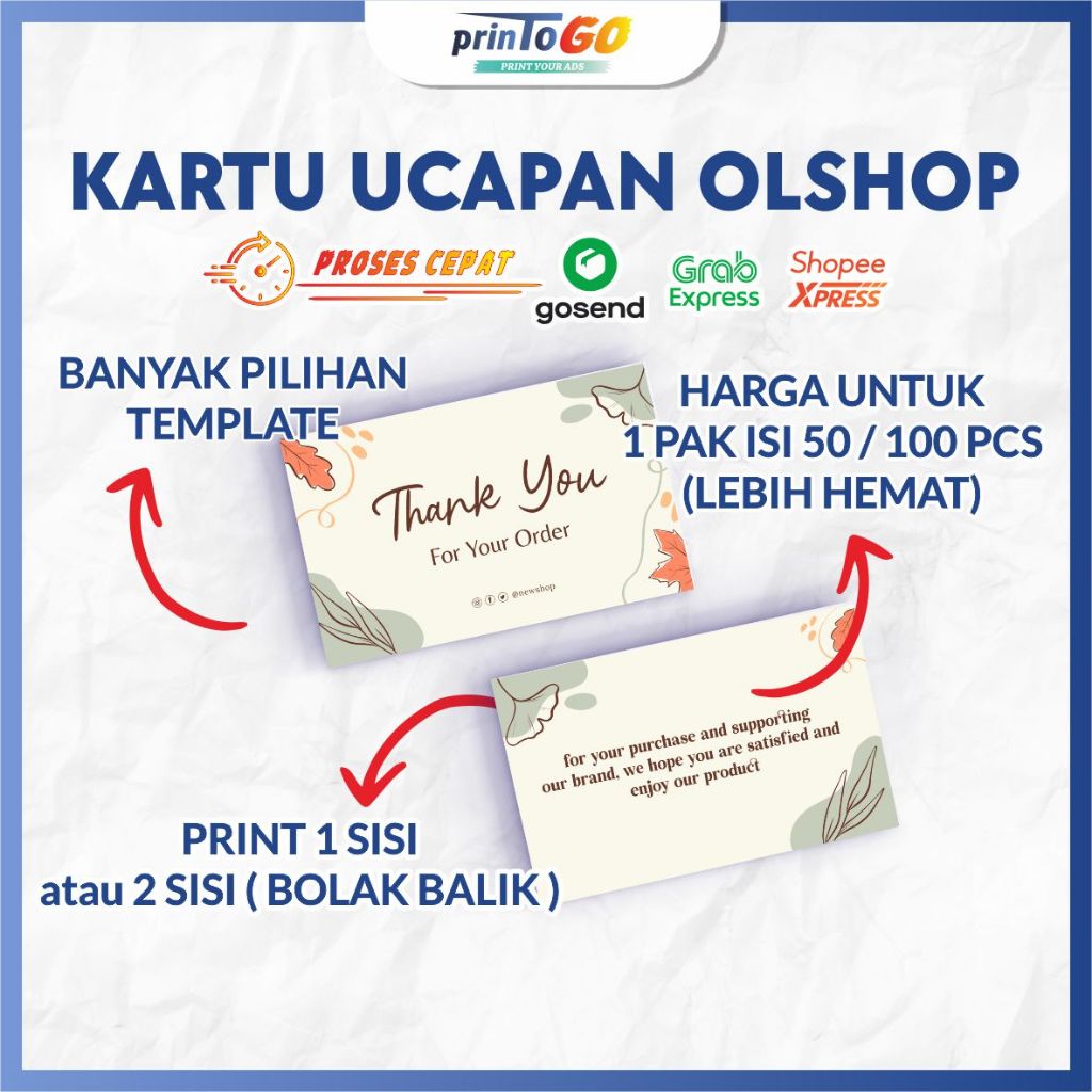 Jual (GROSIR)THANK YOU CARD/KARTU UCAPAN UNTUK OLSHOP | Shopee Indonesia