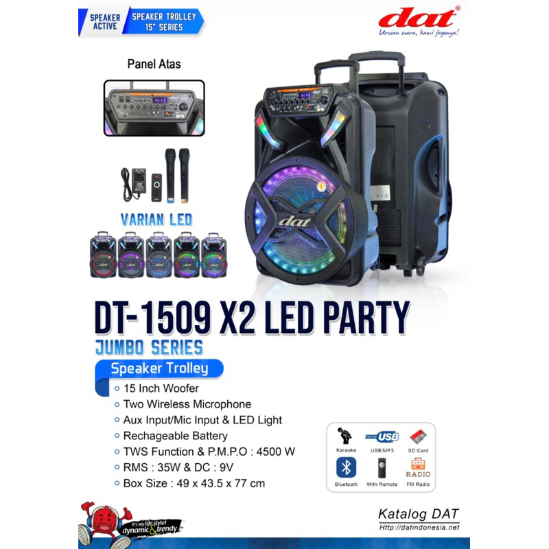 Jual SPEAKER DAT 15” DT-1509 X2 JUMBO SERIES GARANSI RESMI | Shopee ...