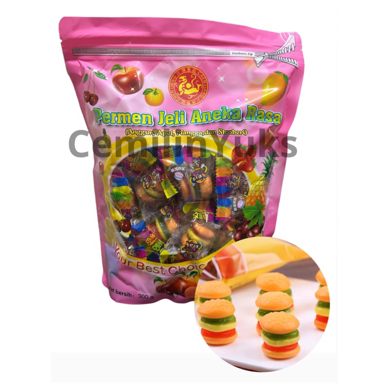 Jual Permen Jeli Aneka Rasa ( Jelly Burger) 300g Permen Jelly Aneka ...