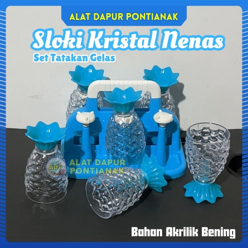 Jual 7in1 Set Sloki Kristal Nenas + Tatakan Stand Holder Rack Rak Gelas ...