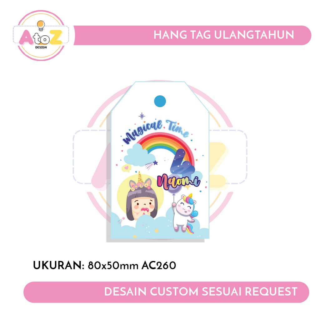 Jual Hang Tag Ulang Tahun Anak Custom Desain 1 Sisi | Tag Label Hampers ...