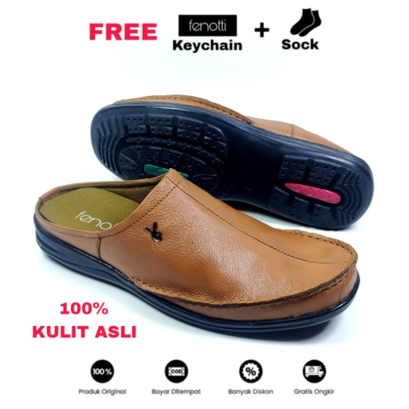 Jual slop kulit asli sepatu sandal pria kulit asli sepatu sandal pria ...